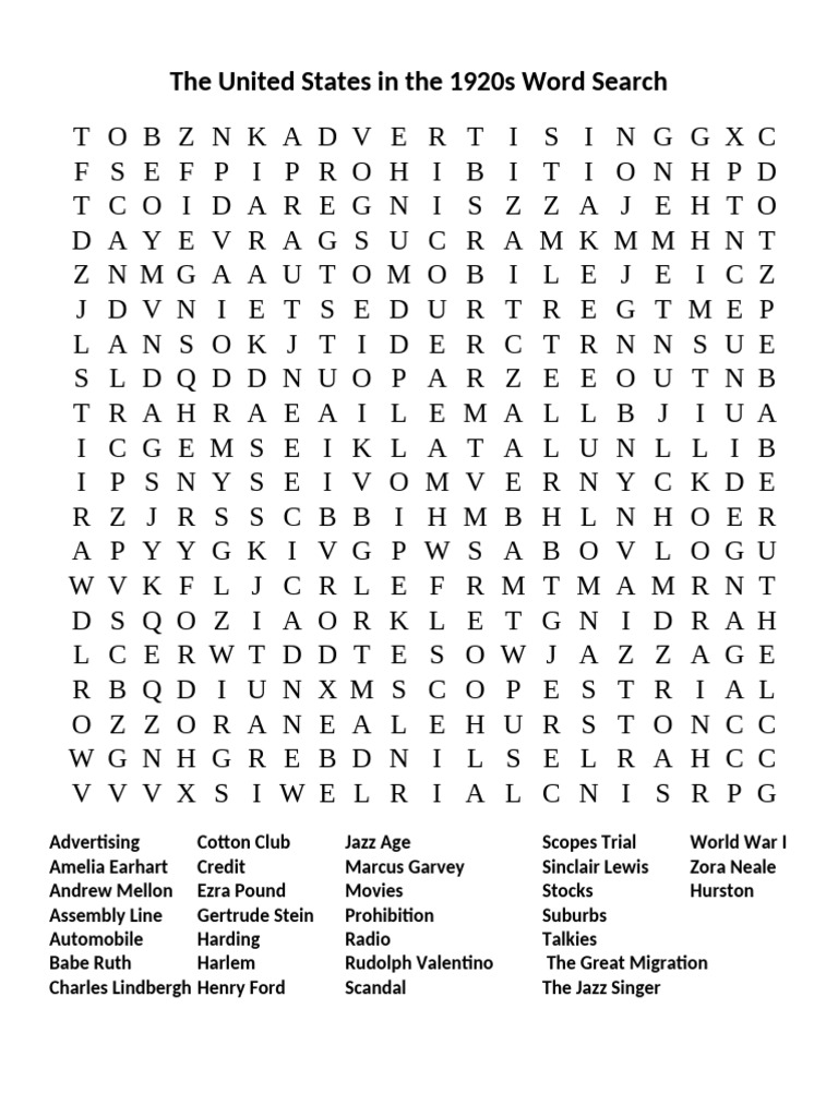 1920s Word Search | PDF