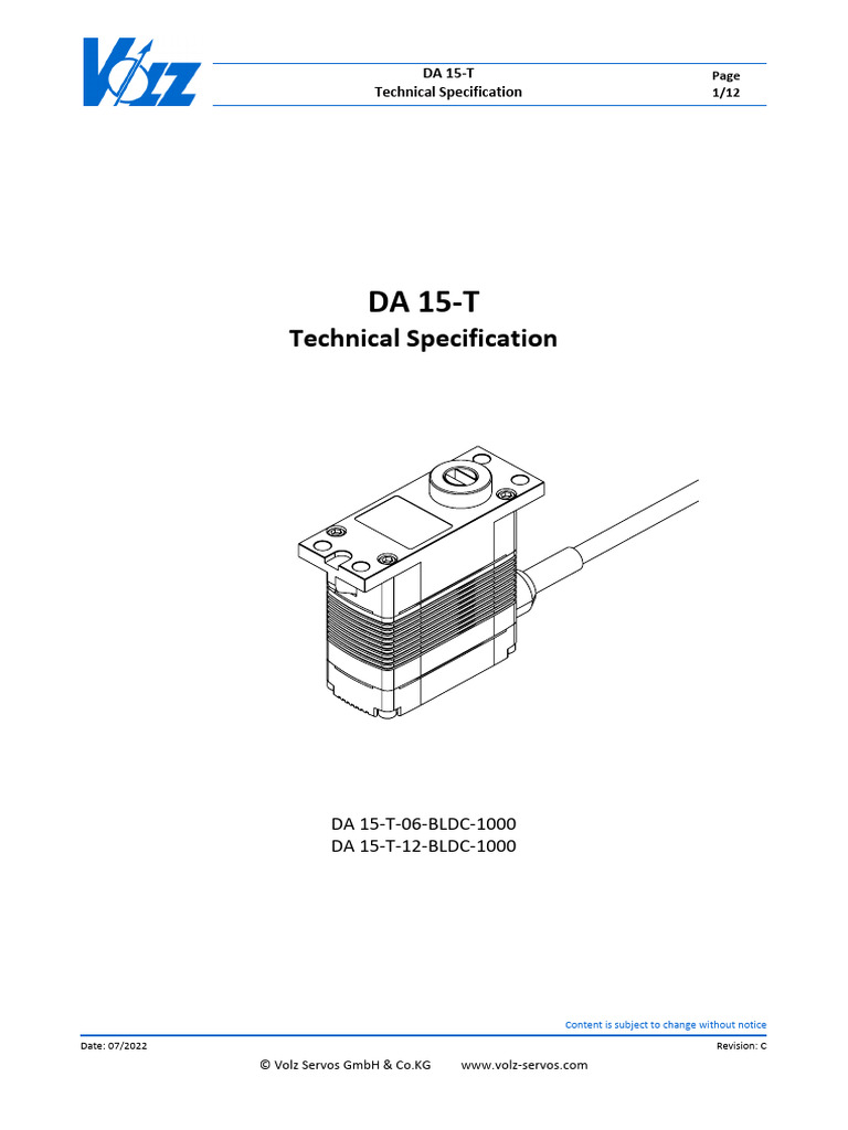 DA-15-T Datasheet Rev C | PDF | Electric Motor | Electrical Engineering
