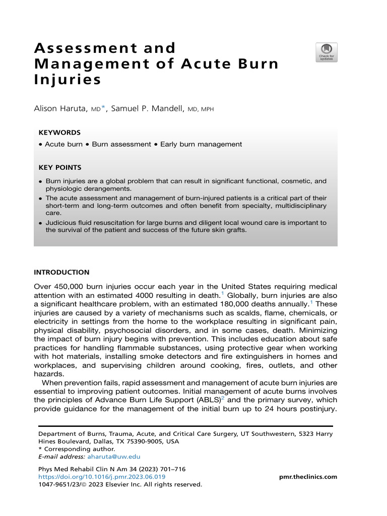 Assessment and Management of Acute Burn Injuries | PDF | Burn | Wound