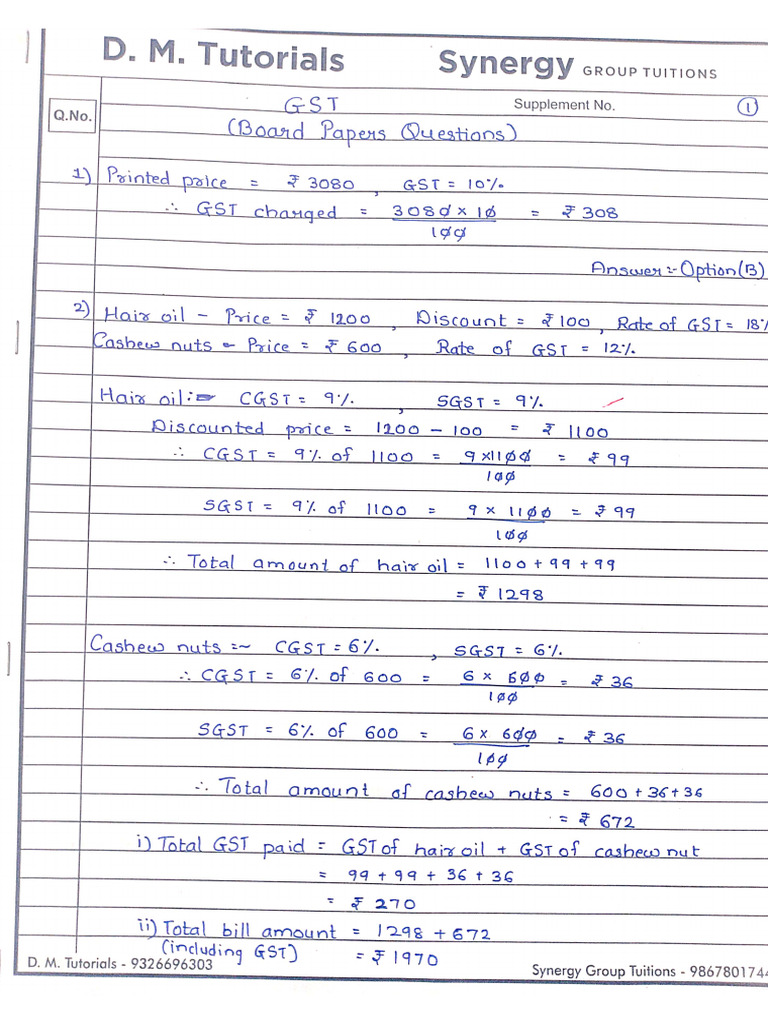 GST (Board Question Papers) | PDF | Financial Accounting | Investing