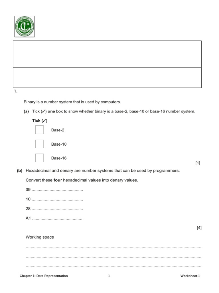 Worksheet _ CS_ Chapter 1 _G9 | PDF