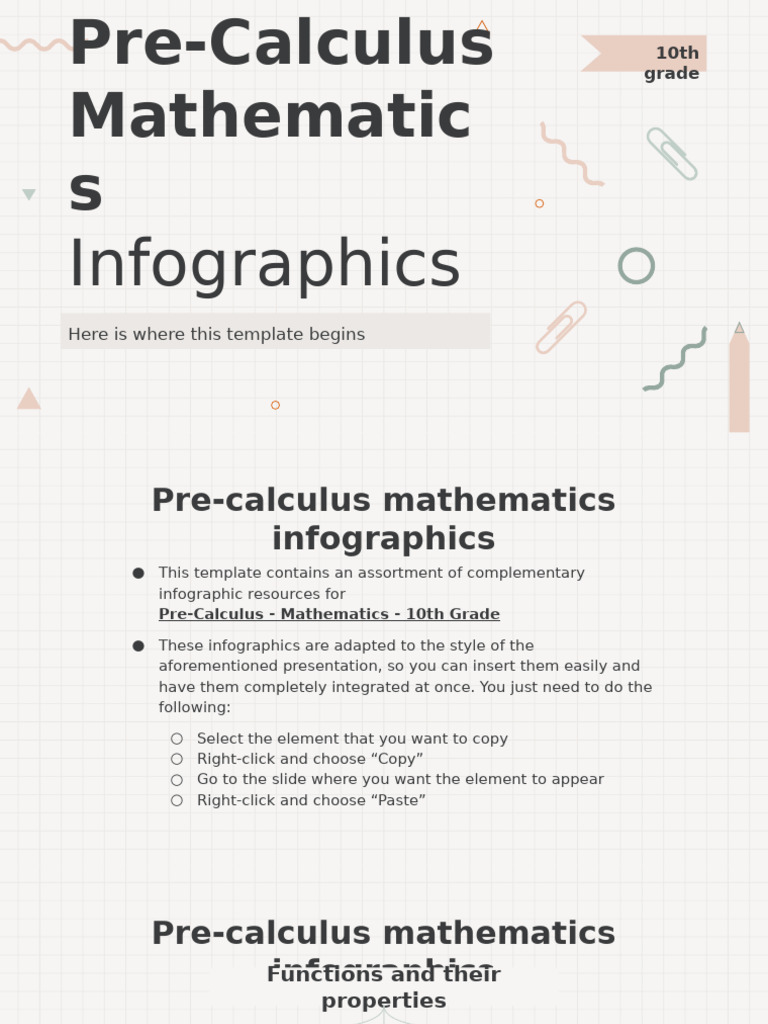 Pre-Calculus - Mathematics - 10th Grade Infographics by Slidesgo | PDF ...