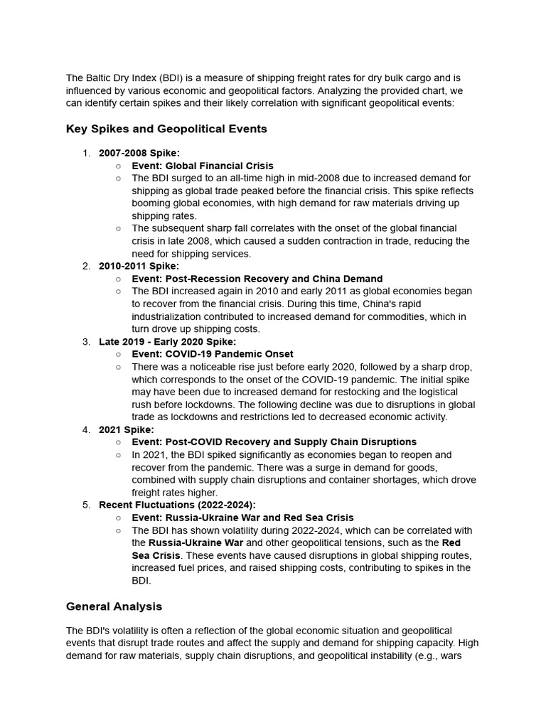 The Baltic Dry Index (BDI) | PDF | Economies