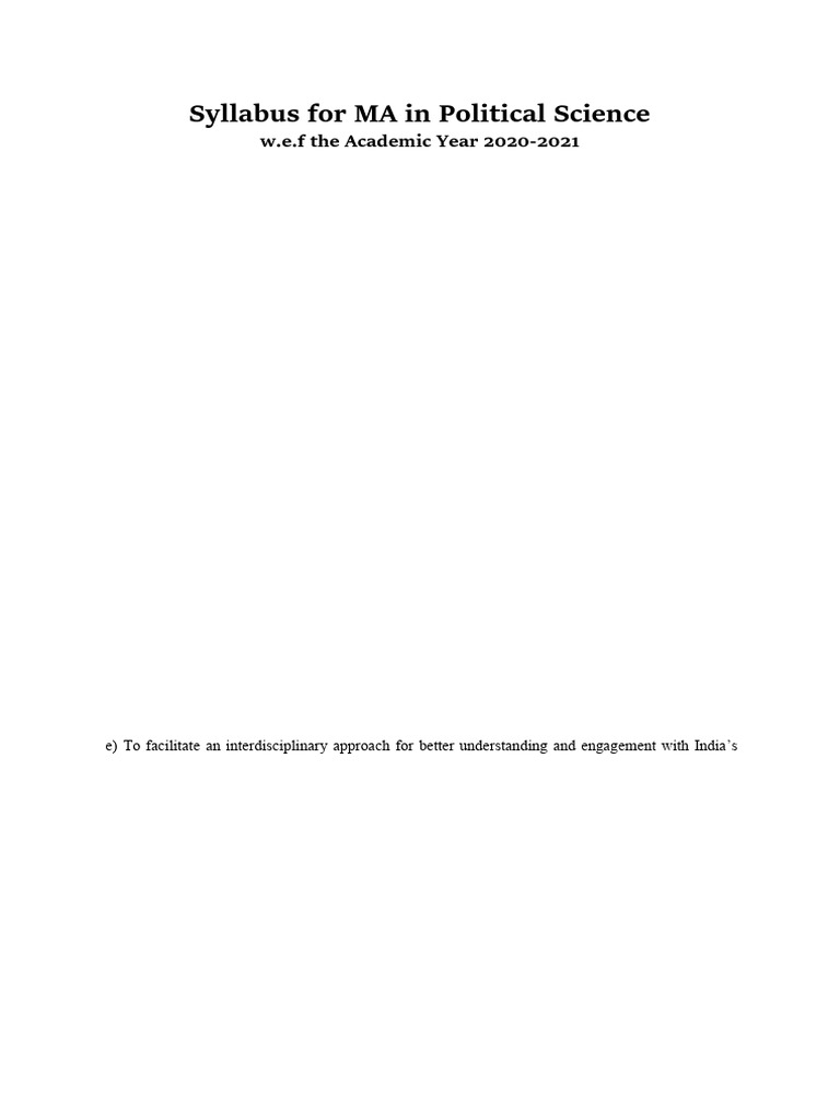 M.A Political Science Syllabus 2022 23 | PDF | Political Philosophy ...