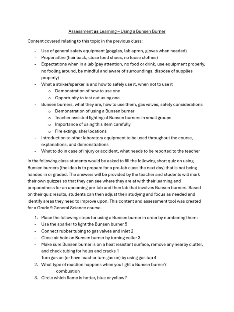 Assessment as learning - Lab Skill | PDF