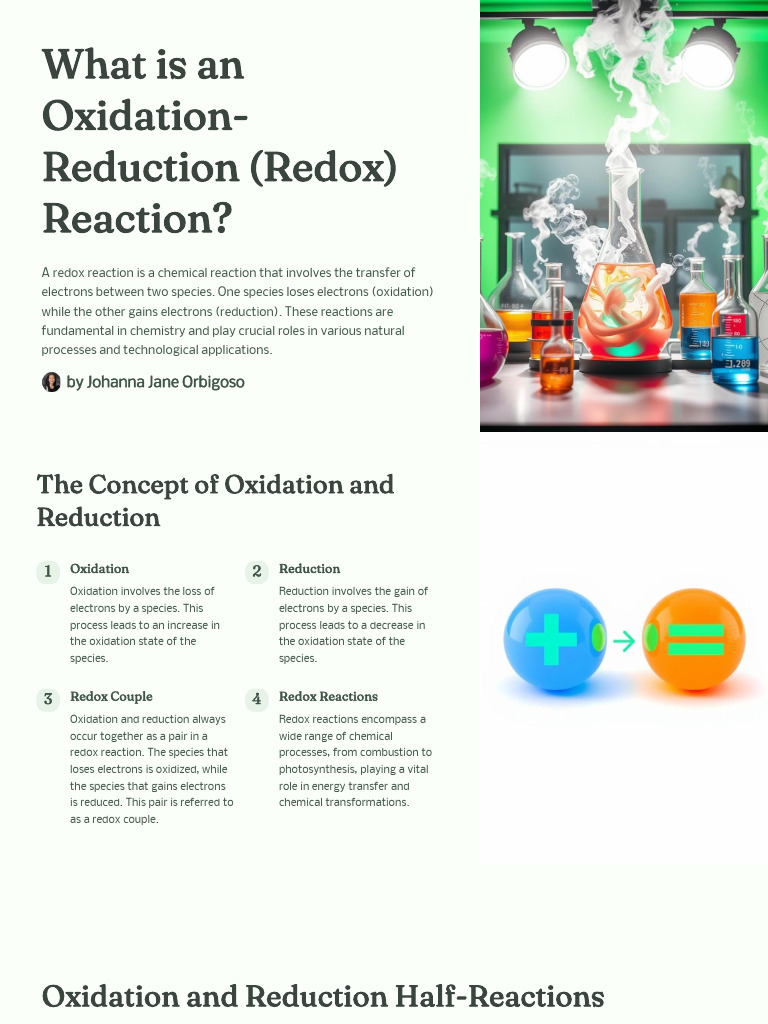 What Is An Oxidation Reduction Redox Reaction | PDF | Redox | Chemical ...