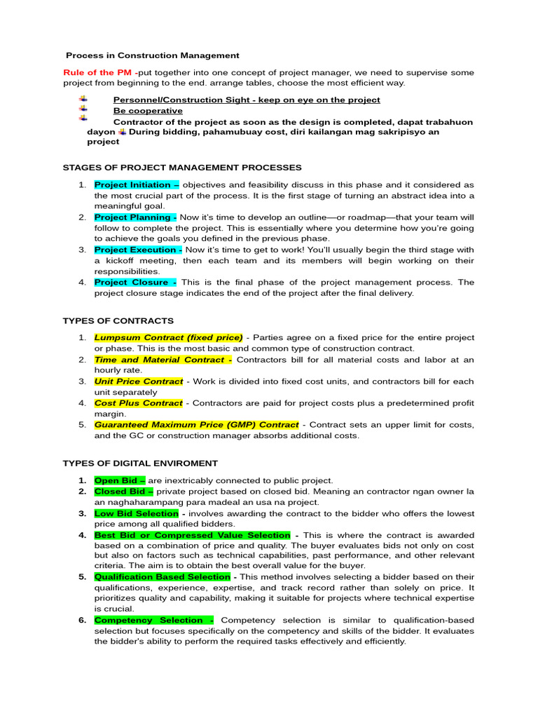 Construction Management Process Overview | PDF | Construction ...