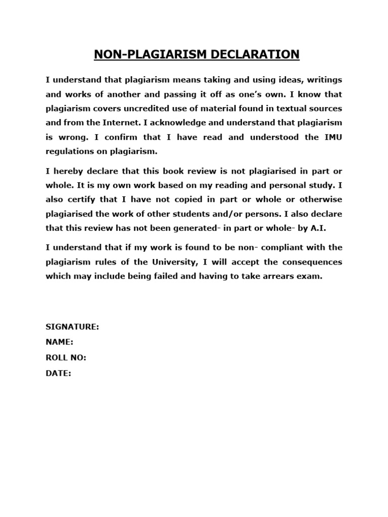 Non Plagiarism Declaration 23 | PDF