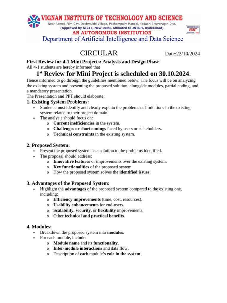 1 ST Review Mini Proj Proposal 22102024 | PDF | System | Modular Programming