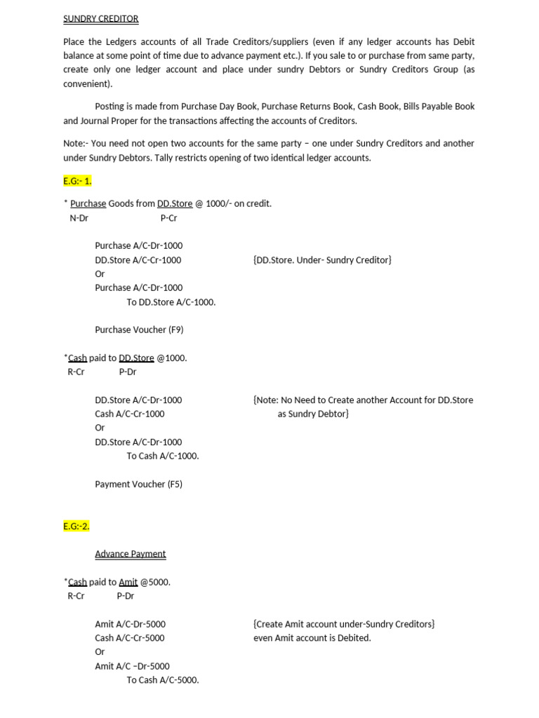 Sundry Creditors Ledger Management | PDF | Debits And Credits | Accounting