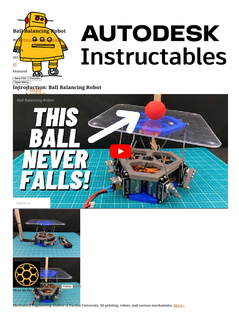 Ball Balancing Robot - 21 Steps (With Pictures) - Instructables | PDF | Velocity | Arduino