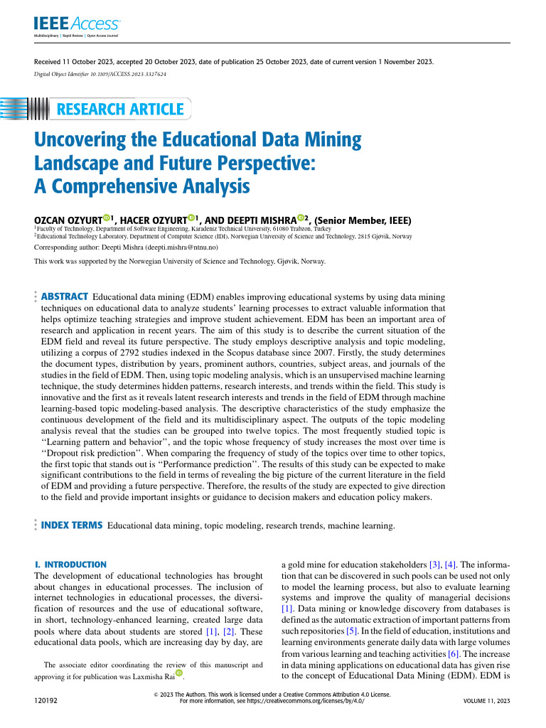 Uncovering The Educational Data Mining Landscape And Future Perspective A Comprehensive Analysis