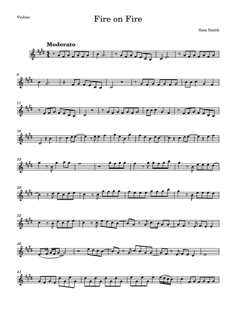 Violin Sheet Music: Fire on Fire | PDF