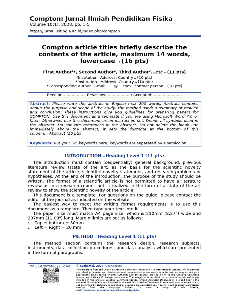 Template Jurnal Compton | PDF | Creative Commons | Citation