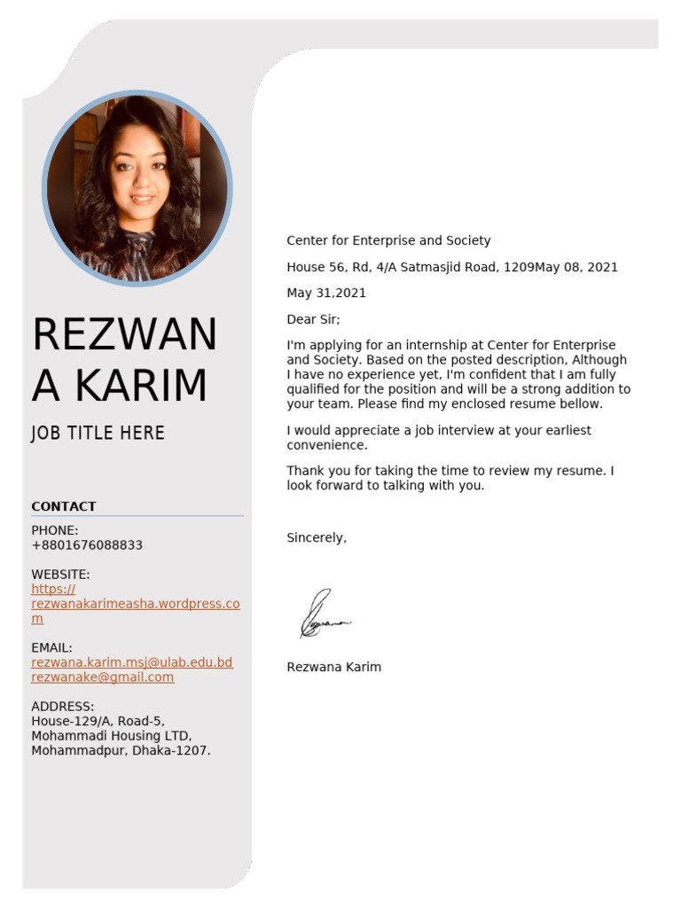 Cover Letter 2021 | PDF