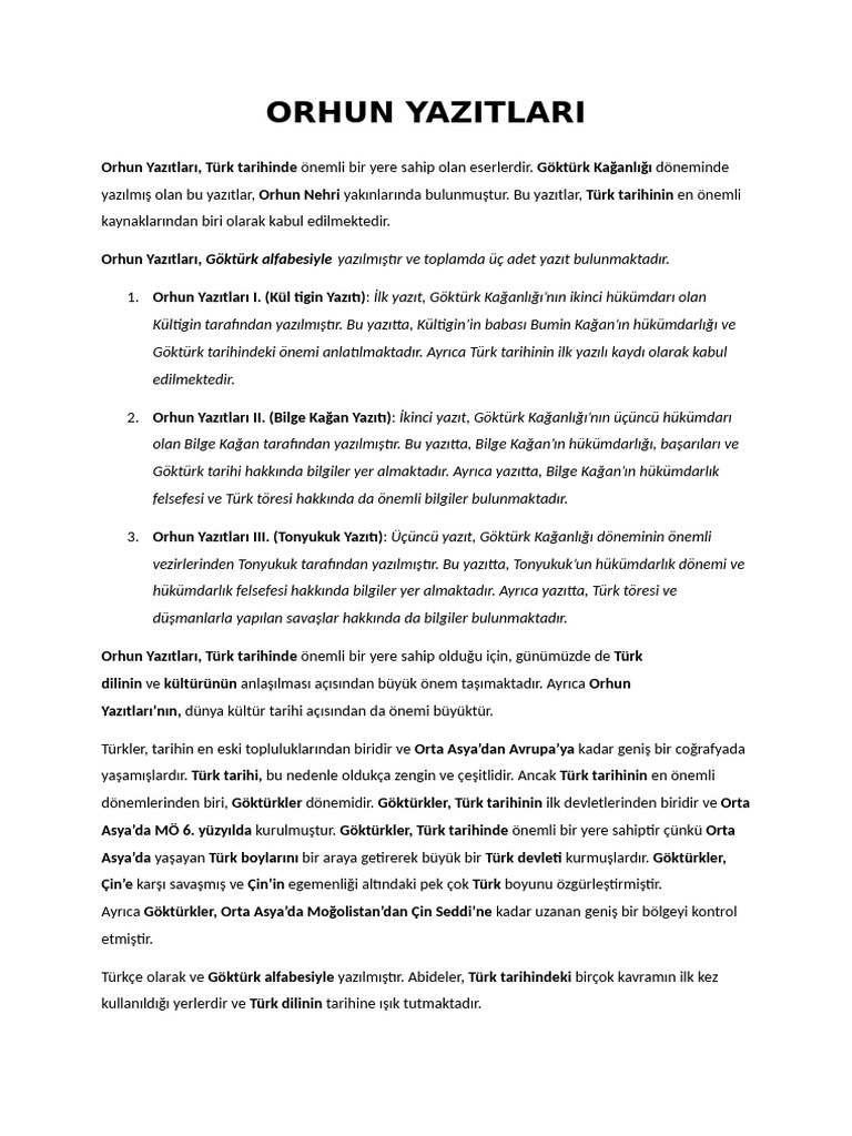 Orhun Yazitlari | PDF