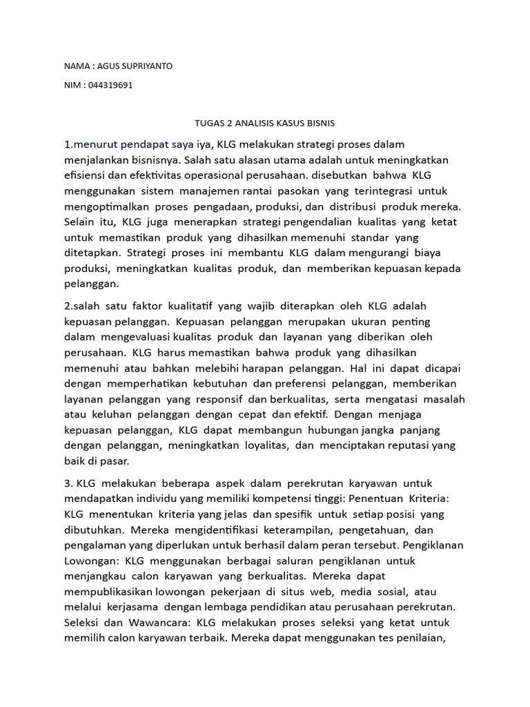 Strategi Bisnis Efektif KLG | PDF