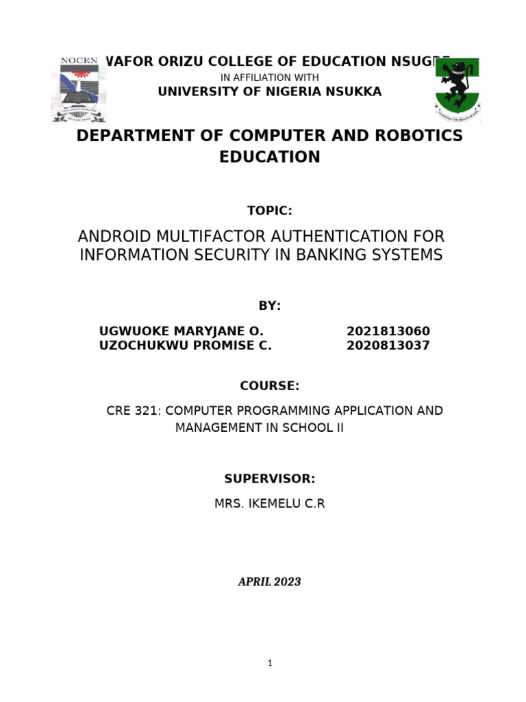 Android Multifactor Authentication Pdf Password Security