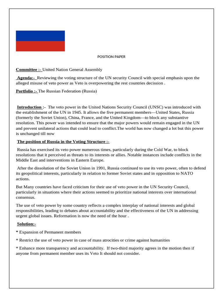 Position Paper France | PDF | United Nations Security Council | United ...