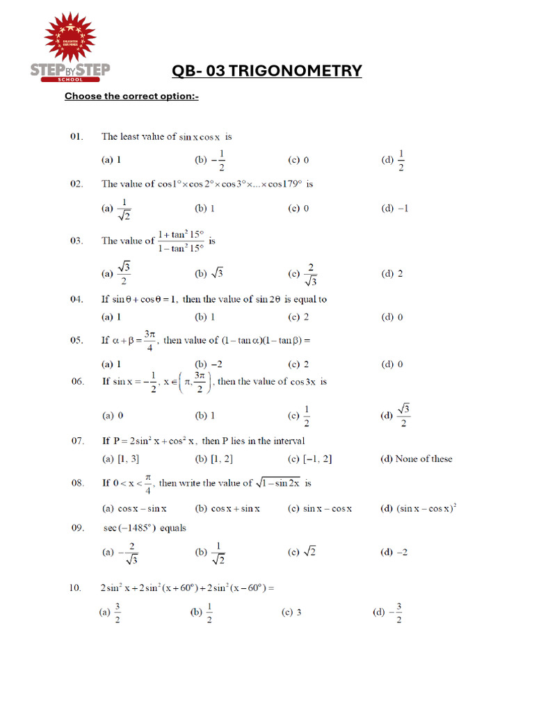 Xi-Qb-03 Trigonometric Functions | PDF | Teaching Methods & Materials | Science & Mathematics