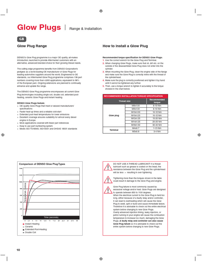 Glow Plugs - Characteristics | PDF | Diesel Engine | Rotating Machines