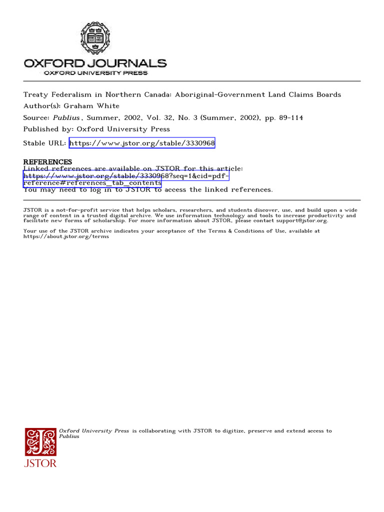 Treaty Federalism in Northern Canada - Aboriginal-Government Land ...