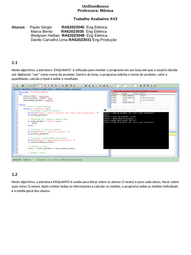 AV2 Modelagem Trabalho (Imagens e Resultados) | PDF | Algoritmos | Média