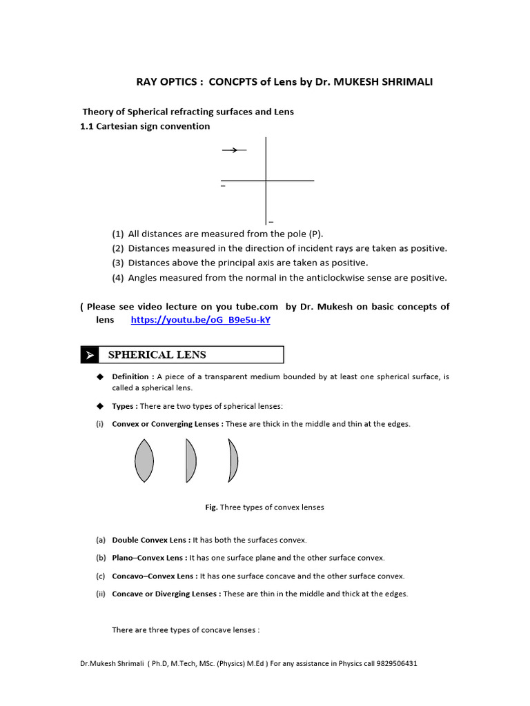 Theory of Lenses in Ray Optics | PDF | Electrodynamics | Atomic