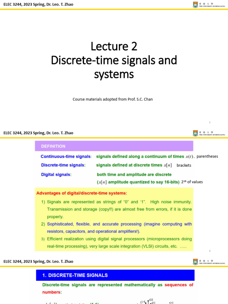 3244-L2-discrete time signals and systems | PDF | Sequence | Algorithms