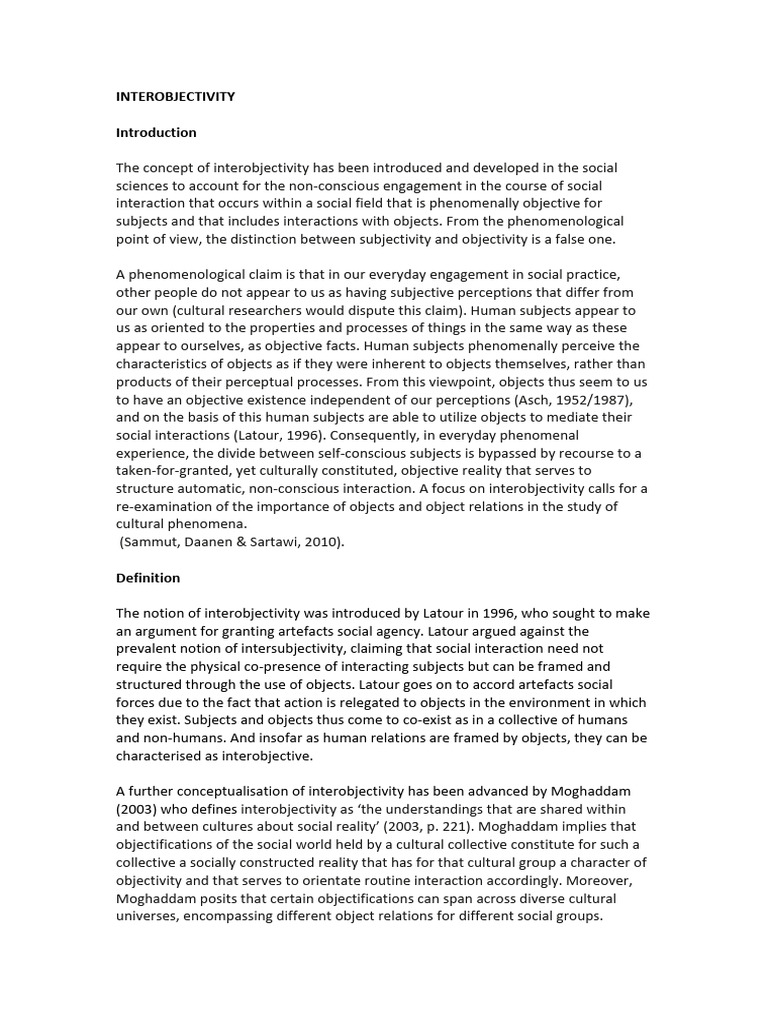 Sammu Moghaddam INTEROBJECTIVITY | PDF | Phenomenology (Philosophy ...