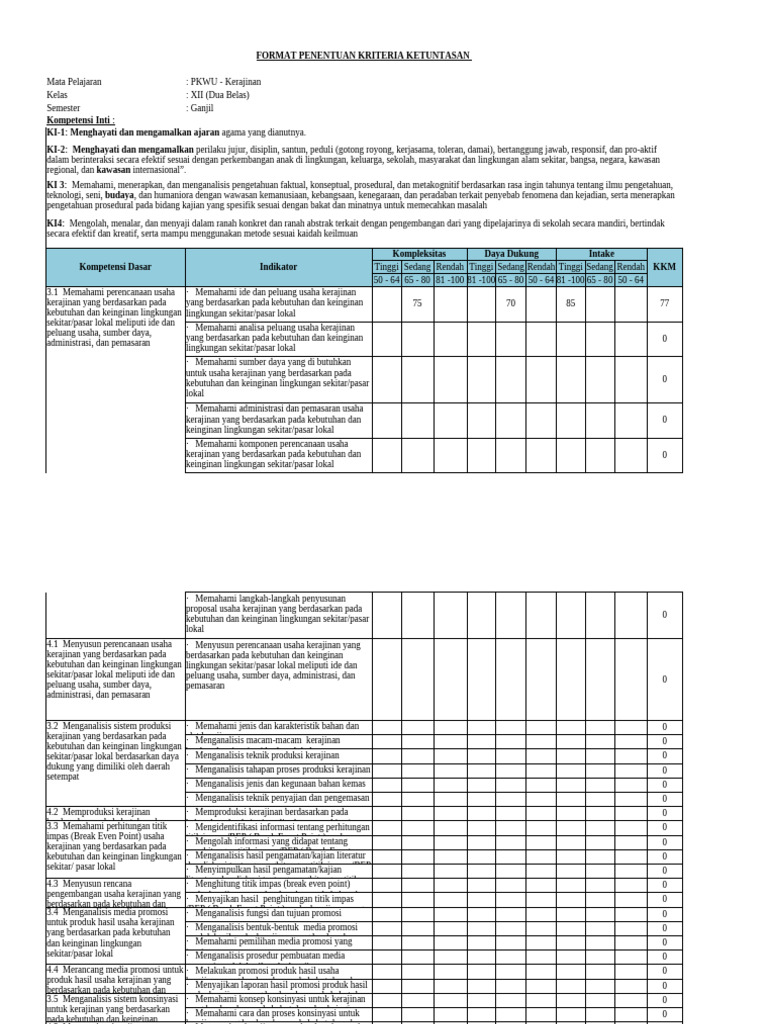 New Format KKM Excel | PDF