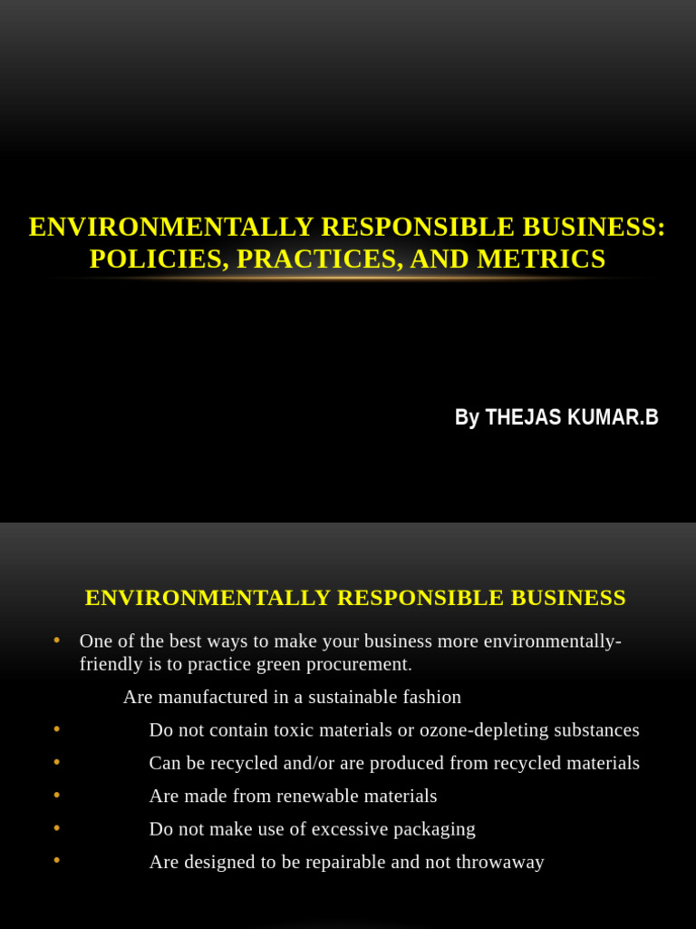 Environmentally Responsible Business | PDF | Sustainability | Policy