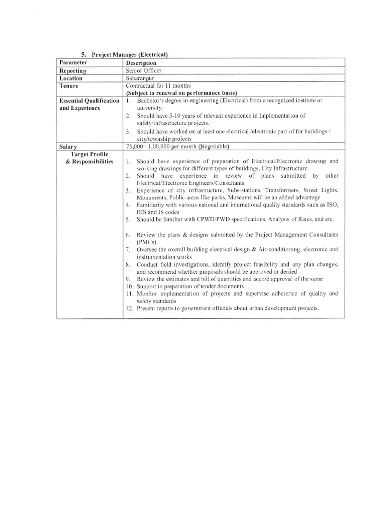 PROJECT-MANAGER-ELECTRICAL | PDF