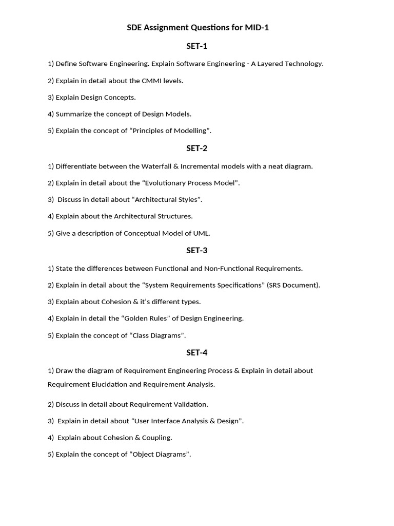 SDE Assignment Questions | PDF
