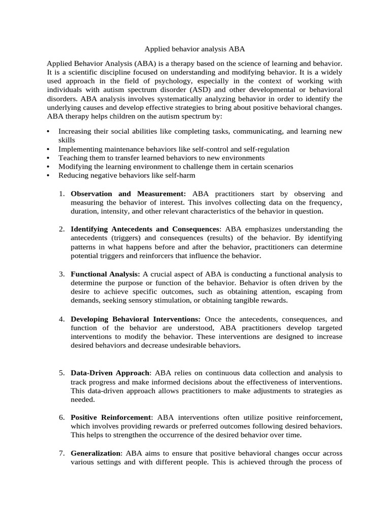 Applied Behavior Analysis ABA | PDF | Reinforcement | Behaviorism