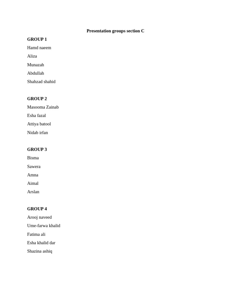 Presentation Groups Section C | PDF