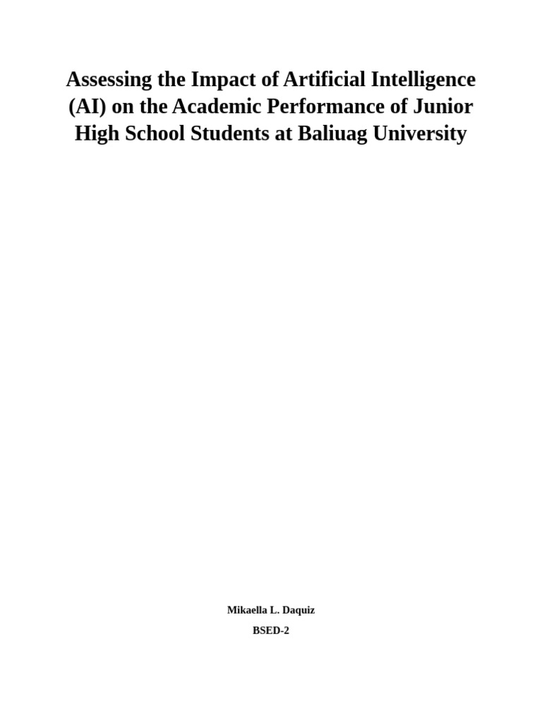 Assessing The Impact of AI On The Academic Performance of Junior High ...