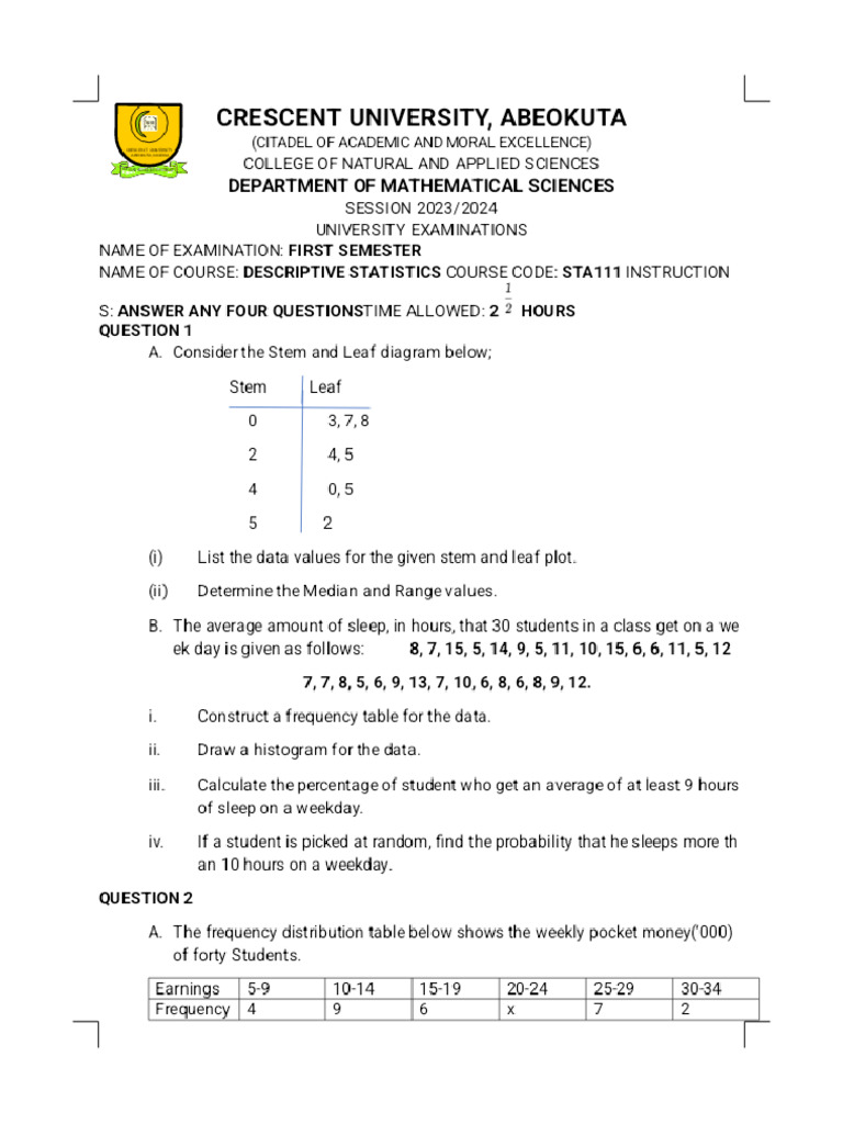 STA 111 2024 - Phoenix | PDF