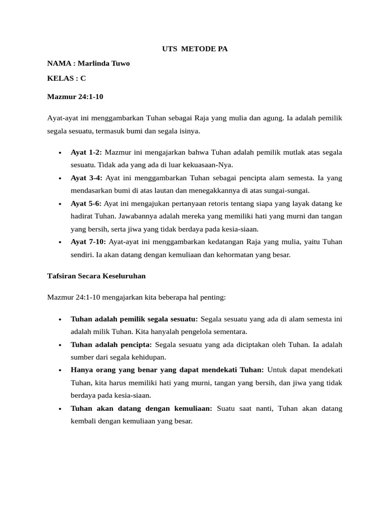 Uts Metode Pa Marlinda Tuwo | PDF