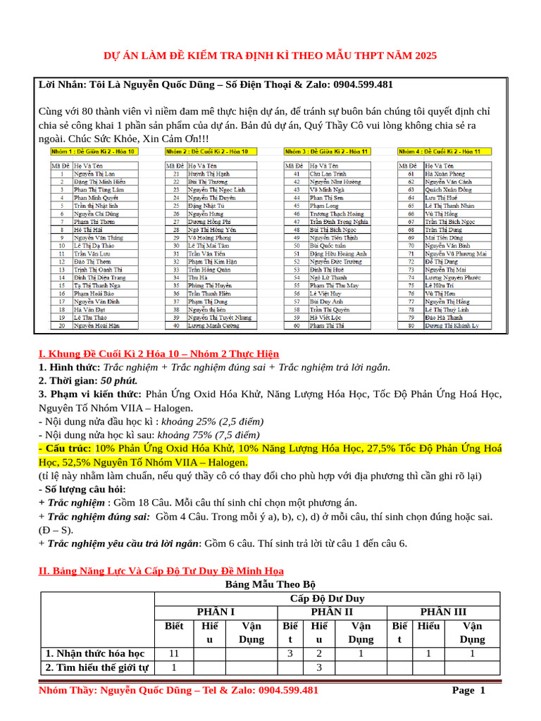 CHK2 Hóa 10 - Nguyễn Hùng - Liên Kết Quốc Tế | PDF