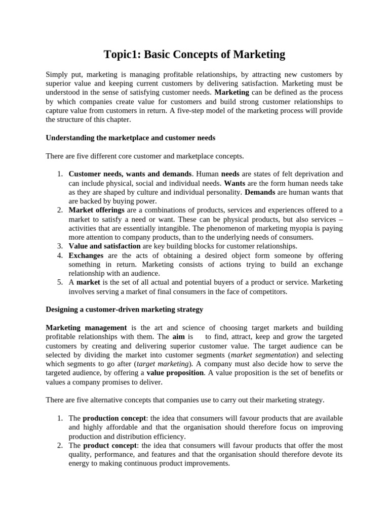 Marketing Basics: Concepts & Strategies | PDF | Marketing | Customer