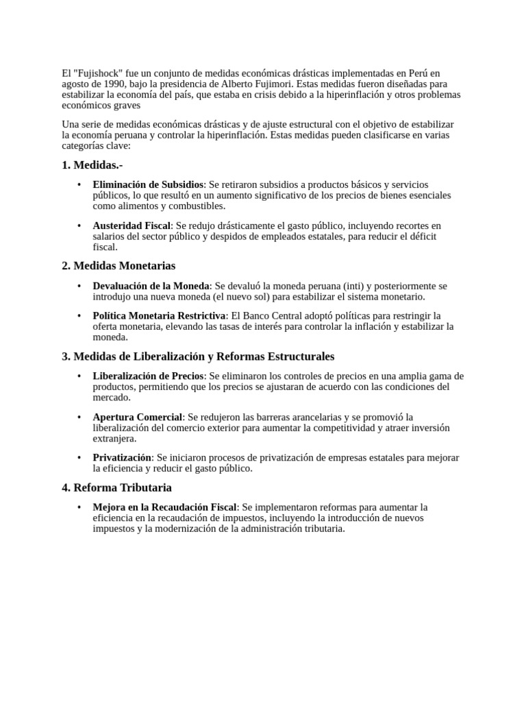 Medidas del Fujishock en Perú 1990 | PDF | Finanzas y dinero