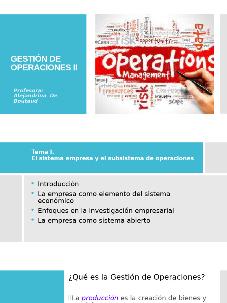 Gestión de Operaciones Ii-Clase 1 | PDF | Business | Economía clásica