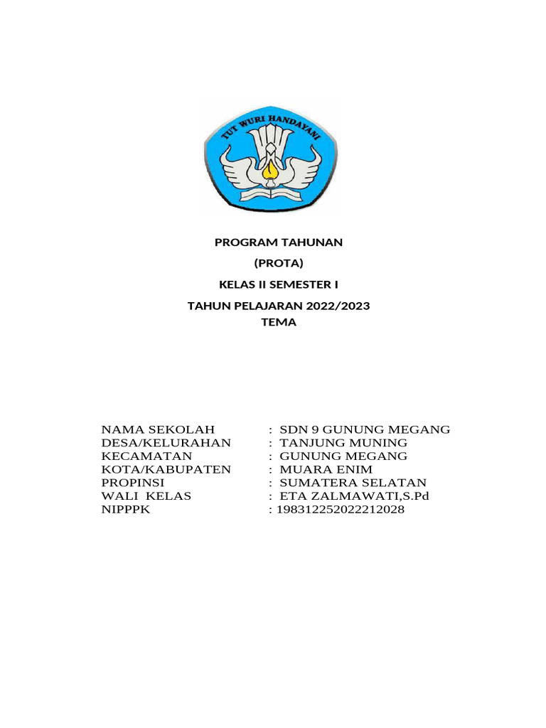 Cover Prota Kelas II Semester I | PDF | Seni | Sains & Matematika