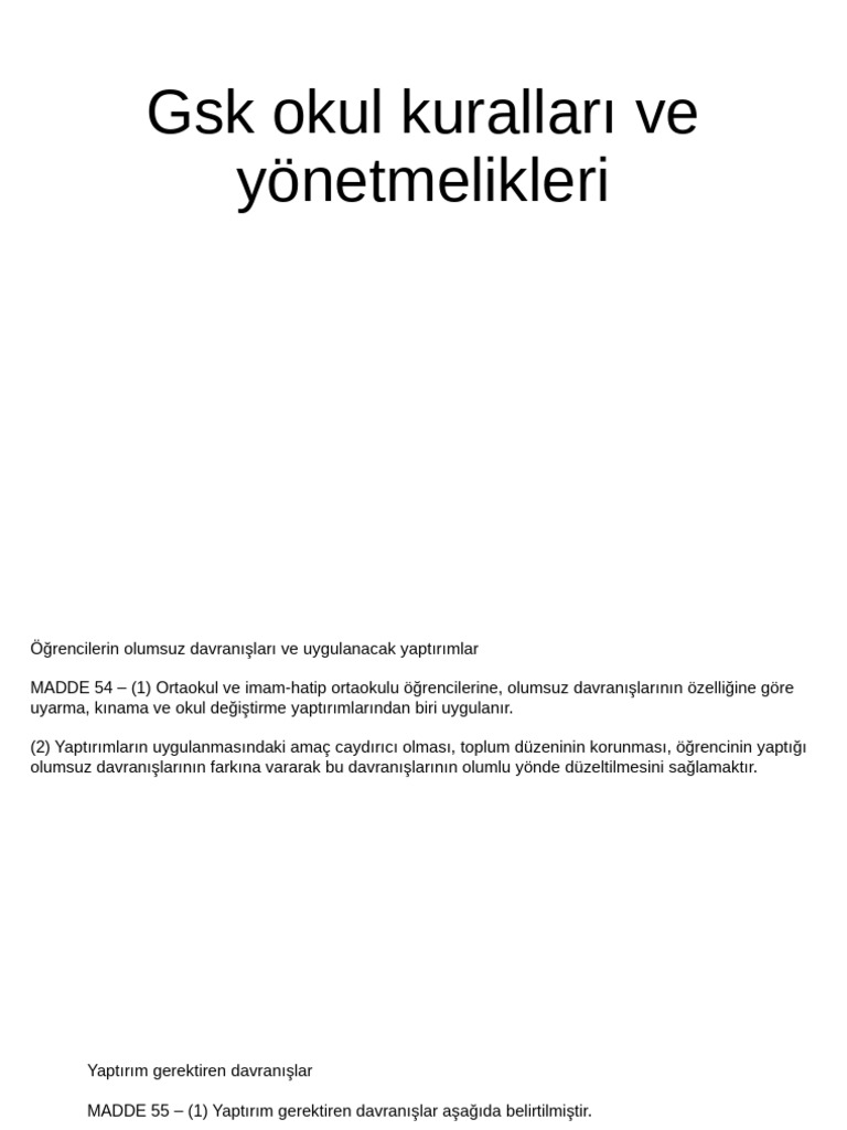 Gsk yönetmelikler ve kurallar | PDF
