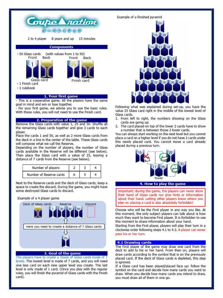 Glass Card Game Instructions | PDF | Playing Cards | Sports