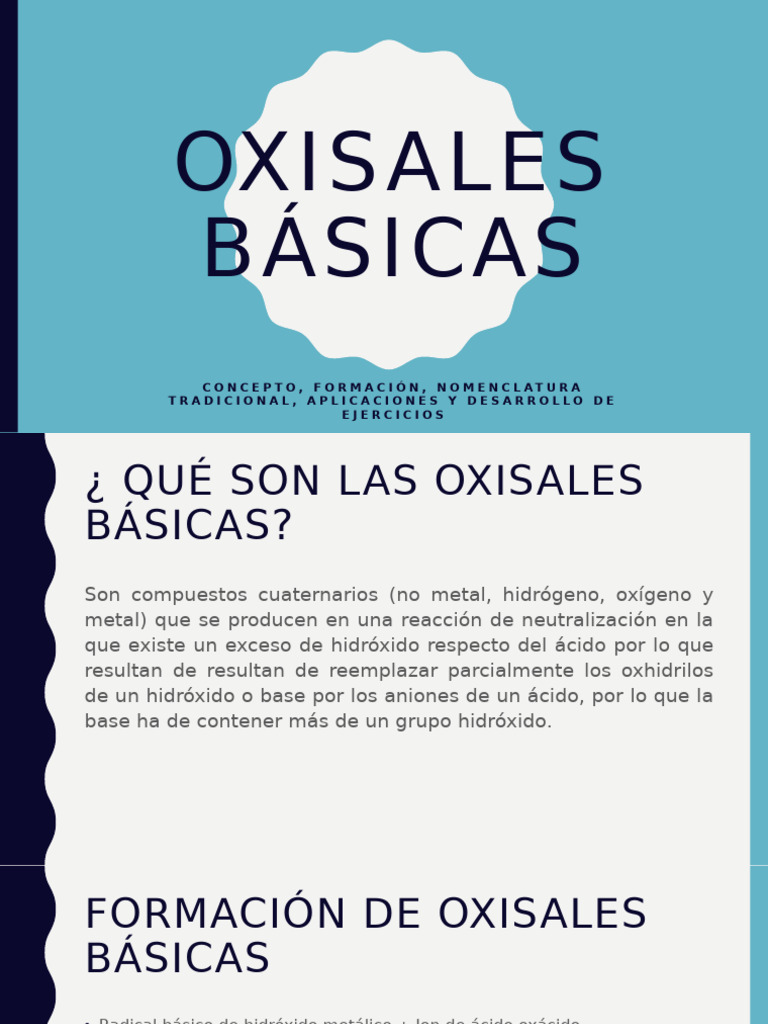 Oxisales Básicas: Concepto y Aplicaciones | PDF | Hidróxido | Ácido