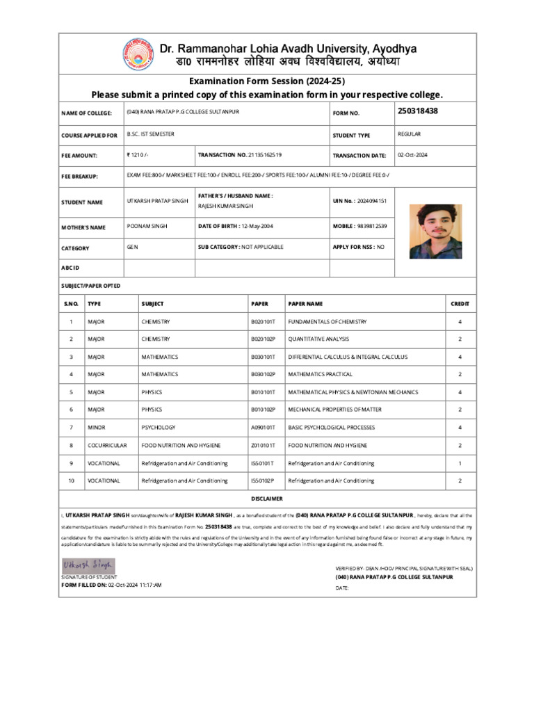 Dr. Rammanohar Lohia Avadh University, Ayodhya. | PDF