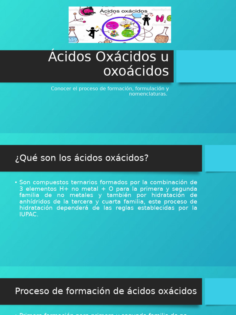 Acidos Oxácidos. - Primero Bachillerato | PDF | Química | Sustancias químicas