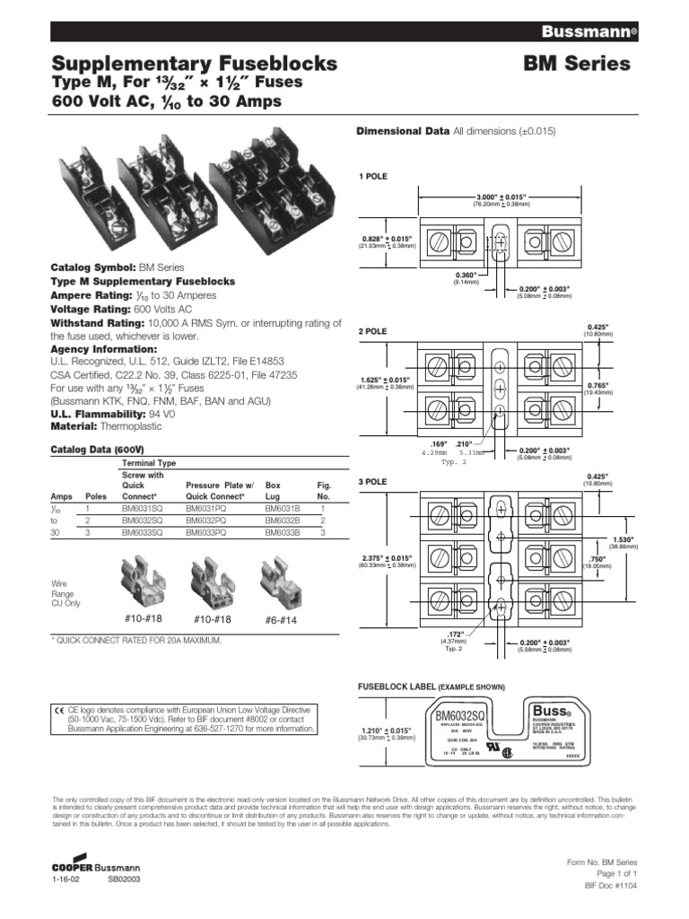 Bus_Ele_DS_1104_BM_Series | PDF | Fuse (Electrical) | Electrical Equipment